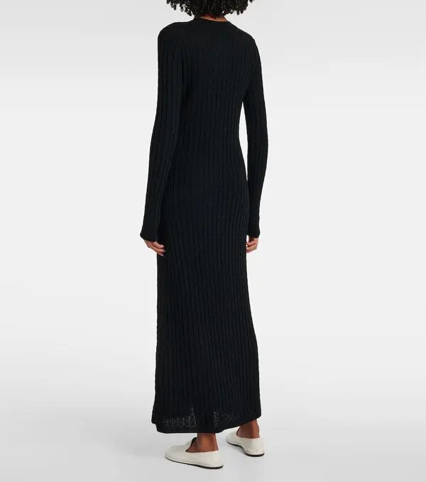 TOTEME Cable-knit Wool Maxi Dress - Black