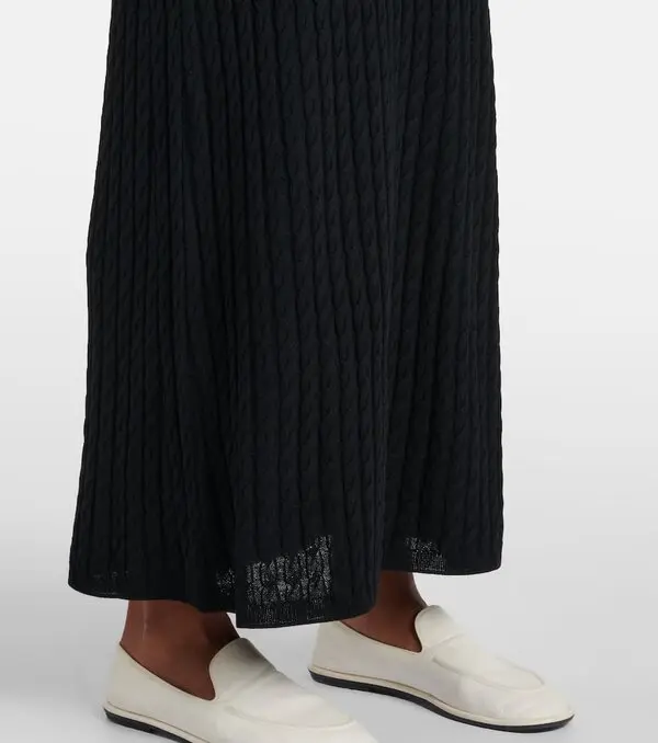 TOTEME Cable-knit Wool Maxi Dress - Black