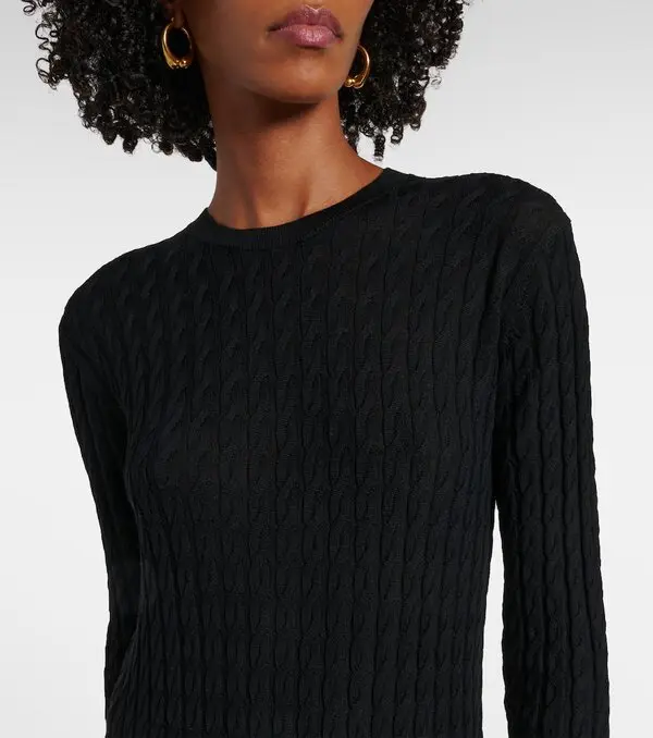 TOTEME Cable-knit Wool Maxi Dress - Black