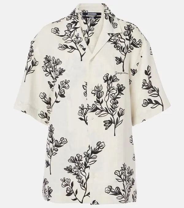 Jacquemus Jean Floral Linen Bowling Shirt - White
