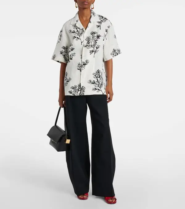 Jacquemus Jean Floral Linen Bowling Shirt - White
