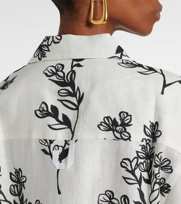 Jacquemus Jean Floral Linen Bowling Shirt - White