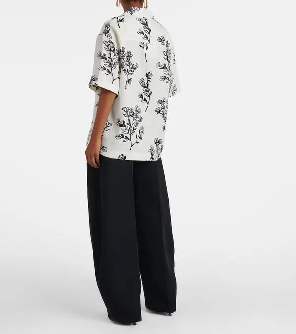 Jacquemus Jean Floral Linen Bowling Shirt - White