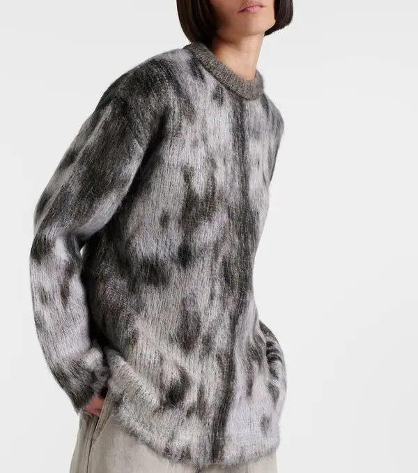 Attico Leopard-print Jacquard Sweater - Grey