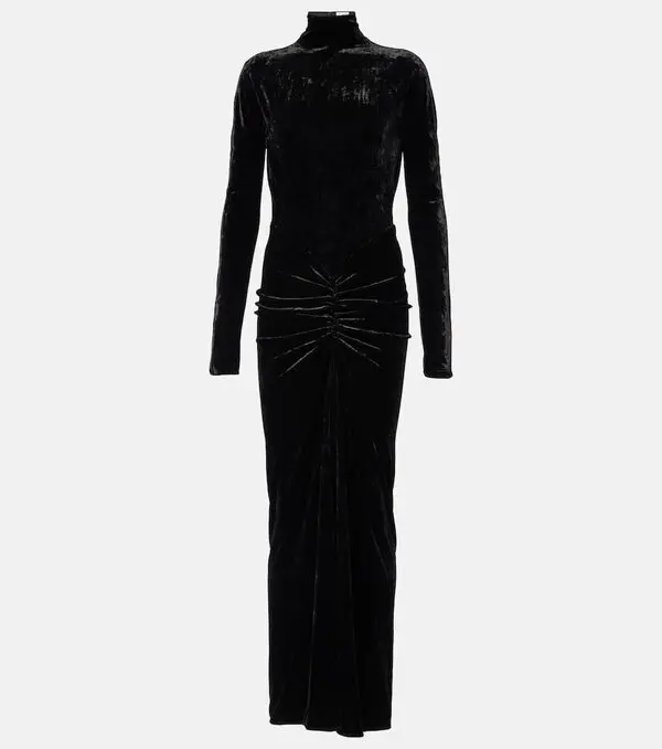 Alaïa Ruched Velvet Midi Dress