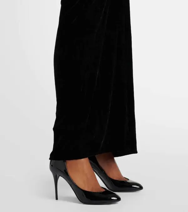 Alaïa Ruched Velvet Midi Dress