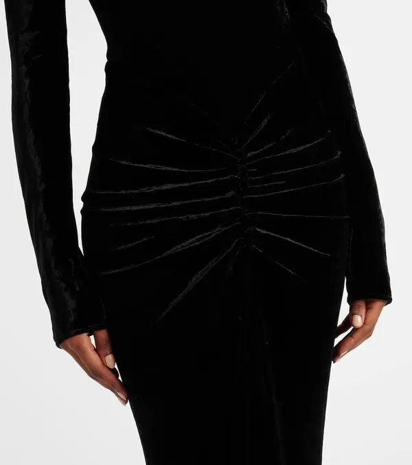 Alaïa Ruched Velvet Midi Dress