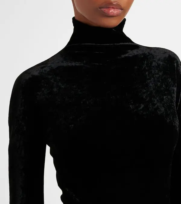 Alaïa Ruched Velvet Midi Dress