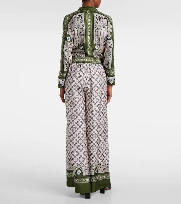 La DoubleJ Printed Silk Twill Palazzo Pants - Multicoloured