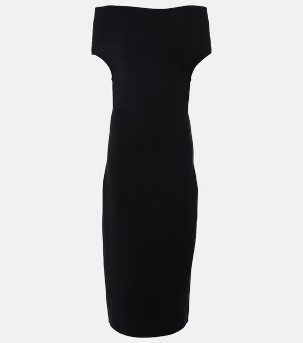 TOTEME Knitted Off-the-shoulder Midi Dress