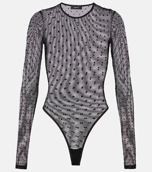 Wardrobe.NYC Polka-dot Sheer Bodysuit