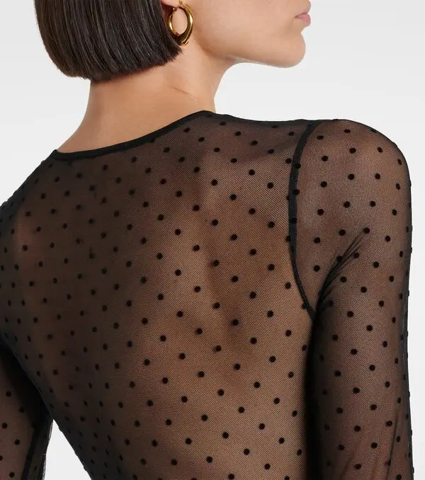 Wardrobe.NYC Polka-dot Sheer Bodysuit