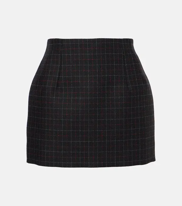 Wardrobe.NYC Checked Wool Miniskirt - Black