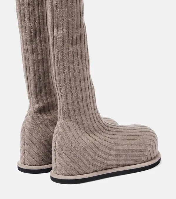Amina Muaddi Veneda 15 Knee-high Sock Boots - Neutrals