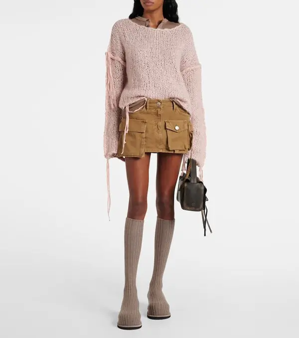 Amina Muaddi Veneda 15 Knee-high Sock Boots - Neutrals