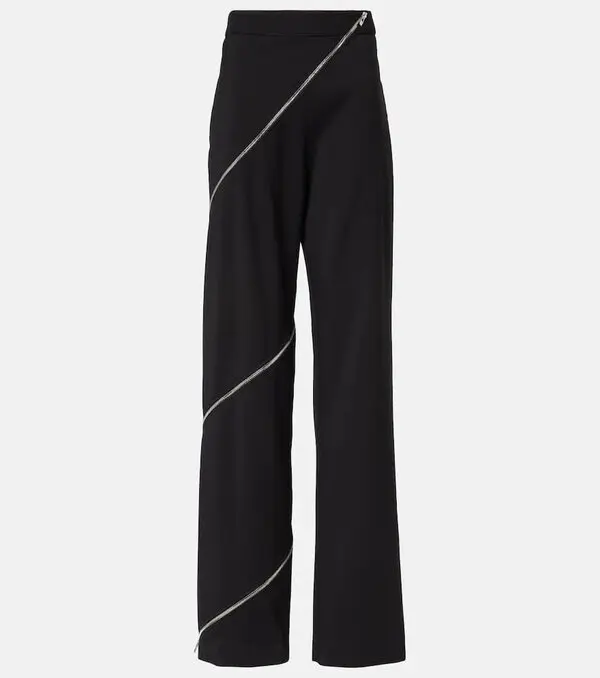 Alaïa Spiral Cotton Wide-leg Pants - Black
