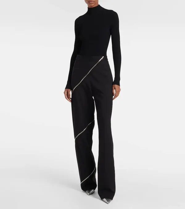 Alaïa Spiral Cotton Wide-leg Pants - Black