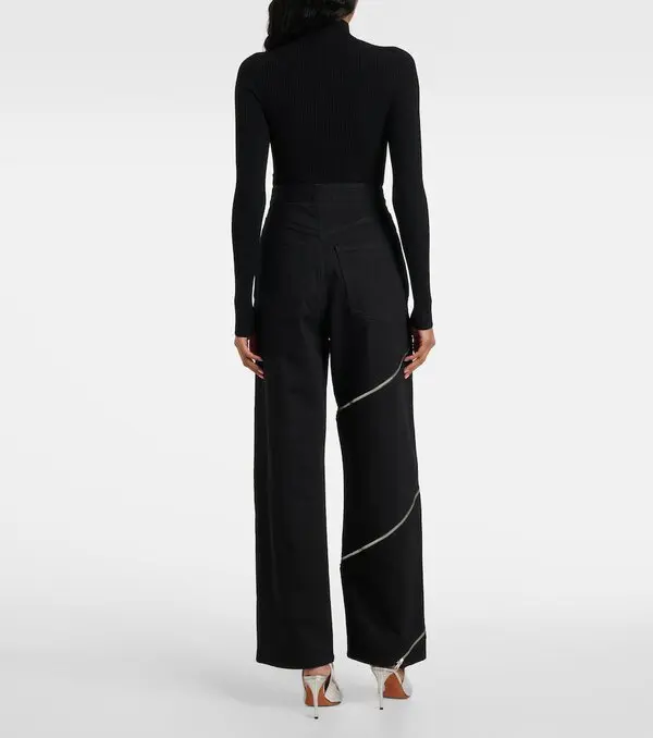Alaïa Spiral Wide-leg Pants - Black