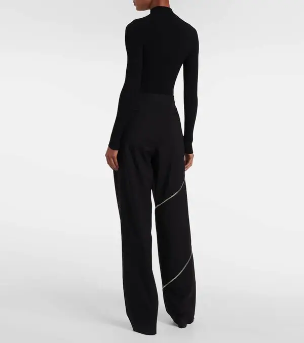 Alaïa Spiral Cotton Wide-leg Pants - Black