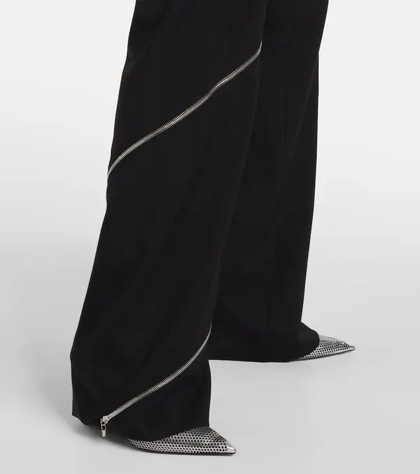 Alaïa Spiral Cotton Wide-leg Pants - Black
