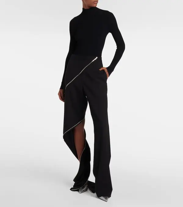 Alaïa Spiral Cotton Wide-leg Pants - Black