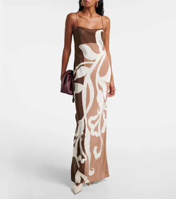 SIR. Floral Printed Silk Maxi Dress