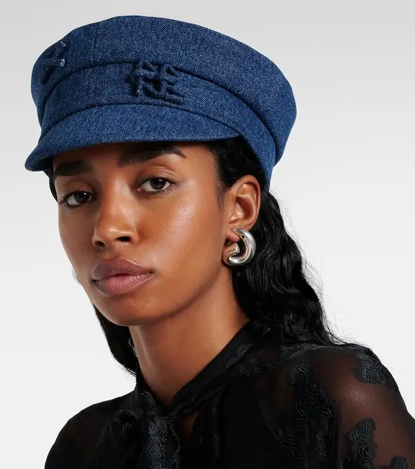 Ruslan Baginskiy Embellished Denim Newsboy Cap - Blue