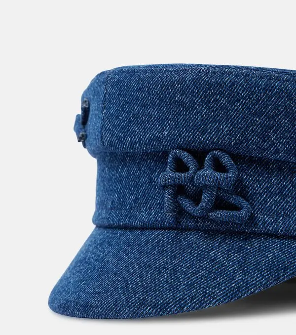 Ruslan Baginskiy Embellished Denim Newsboy Cap - Blue