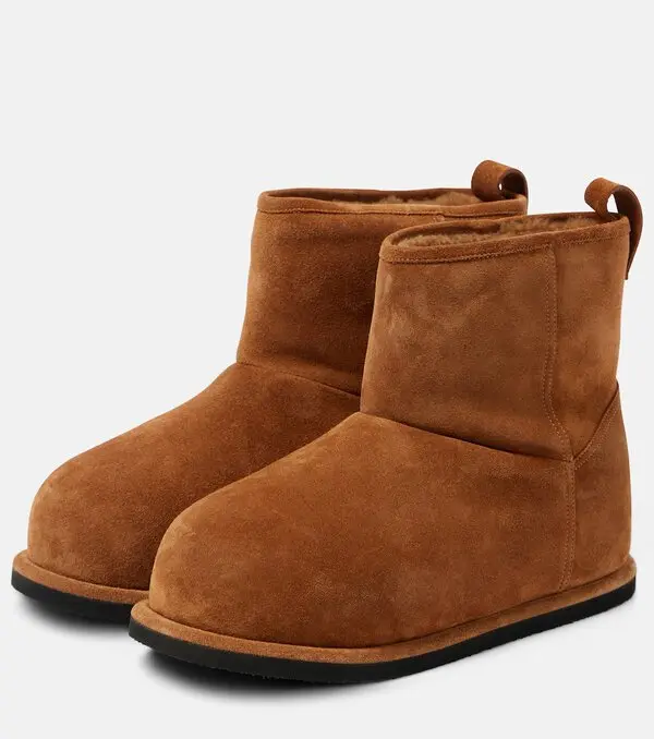 Amina Muaddi Heidi Shearling-lined Suede Ankle Boots - Brown