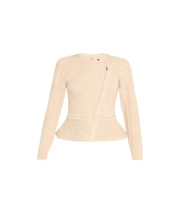Simkhai Andi Mixed-knit Cotton Peplum Jacket - Stone