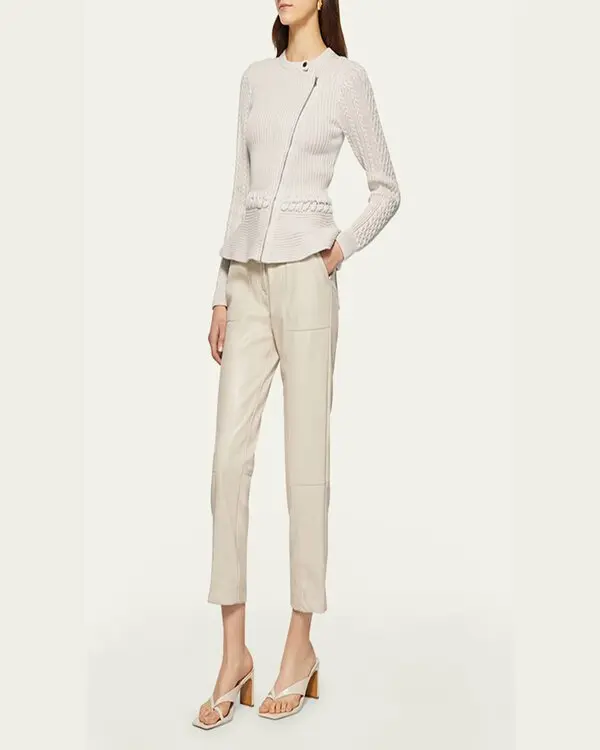 Simkhai Andi Mixed-knit Cotton Peplum Jacket - Stone