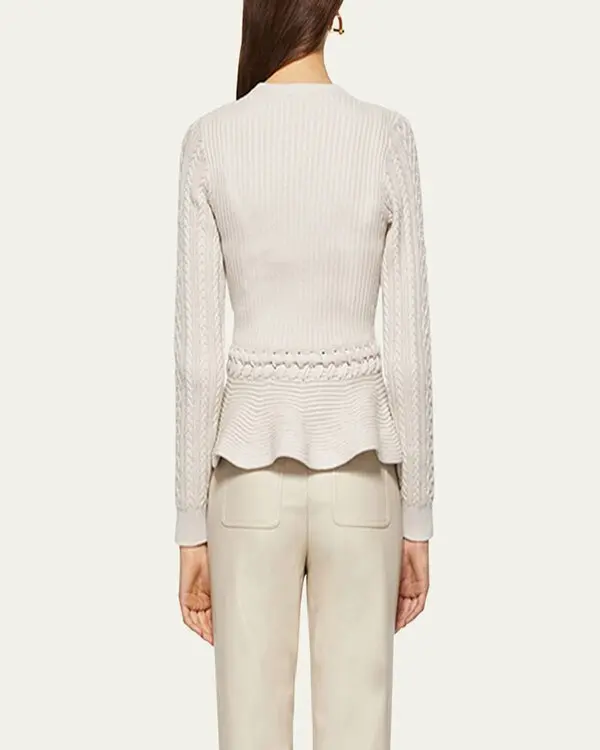 Simkhai Andi Mixed-knit Cotton Peplum Jacket - Stone