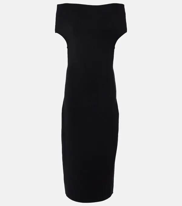 TOTEME Knitted Off-shoulder Midi Dress