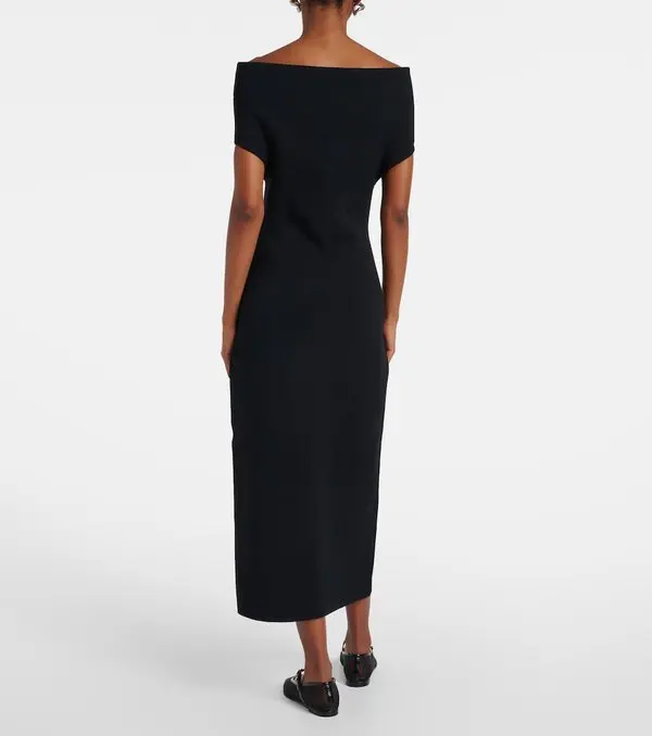TOTEME Knitted Off-shoulder Midi Dress