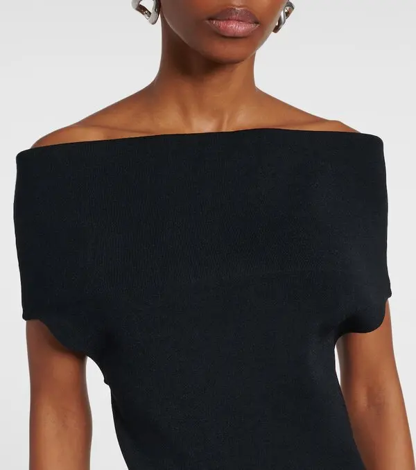 TOTEME Knitted Off-shoulder Midi Dress