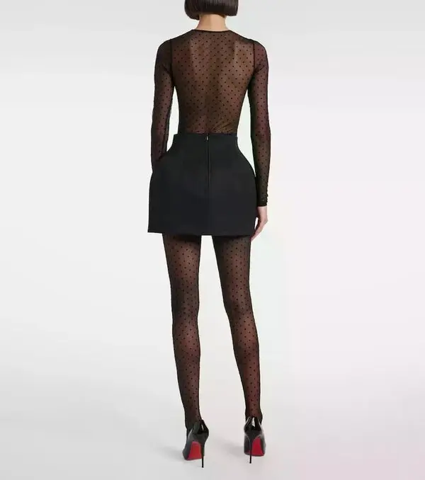 Wardrobe.NYC Polka-dot Sheer Mesh Bodysuit - Black