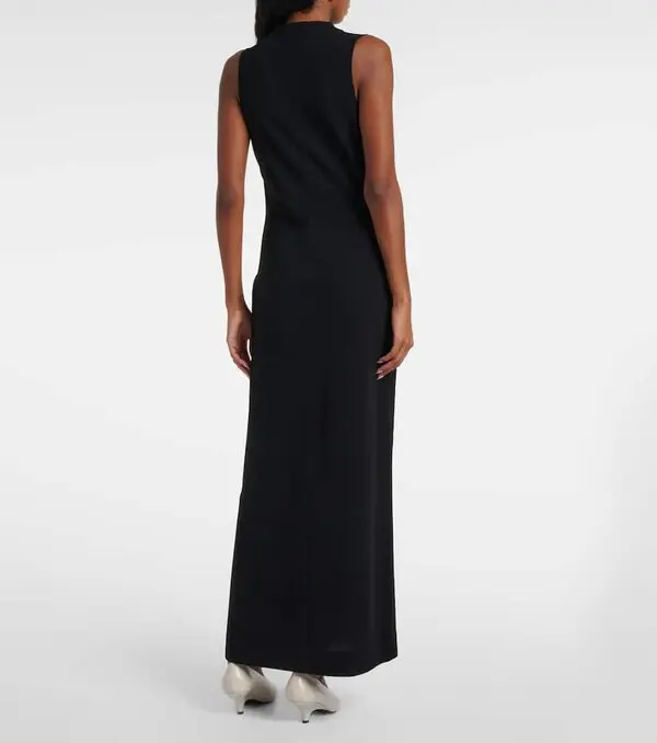 TOTEME Draped Wool-blend Maxi Dress - Black