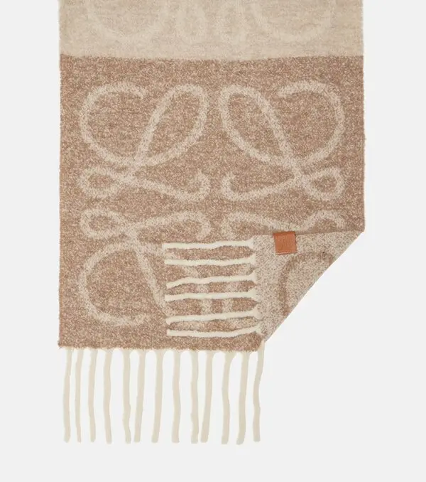 Loewe Anagram Alpaca And Wool-blend Scarf - Beige