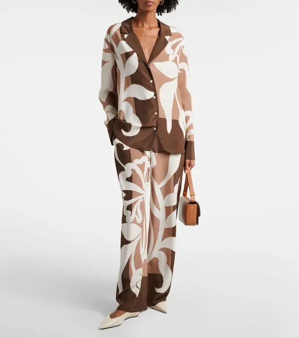 SIR. Portia Printed Wide-leg Pants - Brown