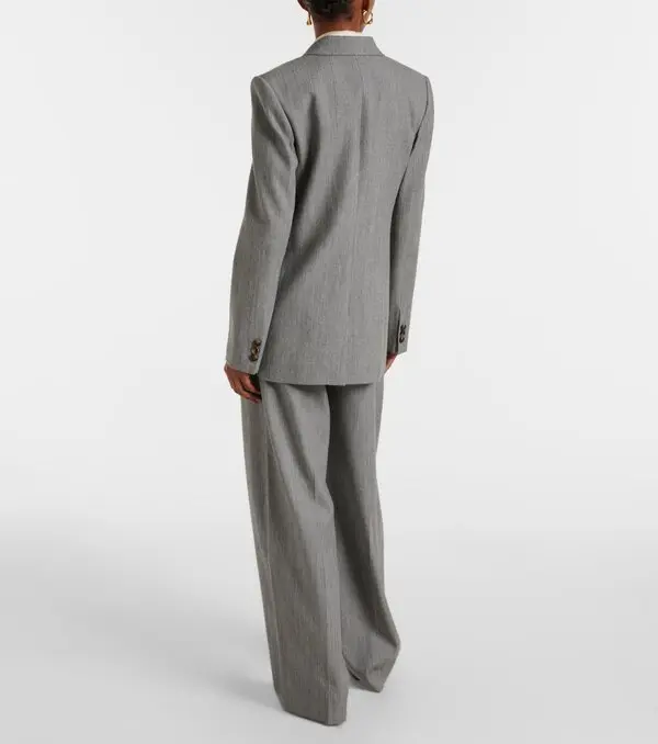 Vince Double-breasted Wool-blend Twill Blazer - Grey