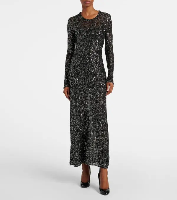 Alaïa Sequined Midi Dress - Black