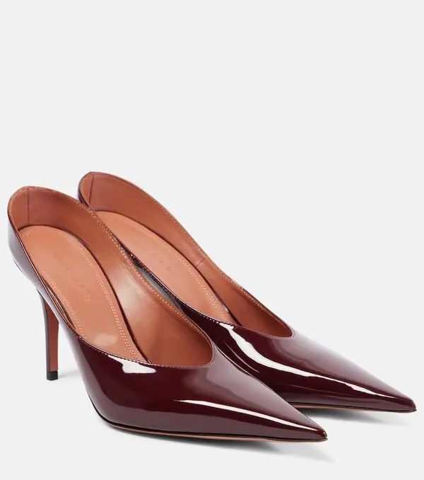Amina Muaddi Anok 90 Patent Leather Mules