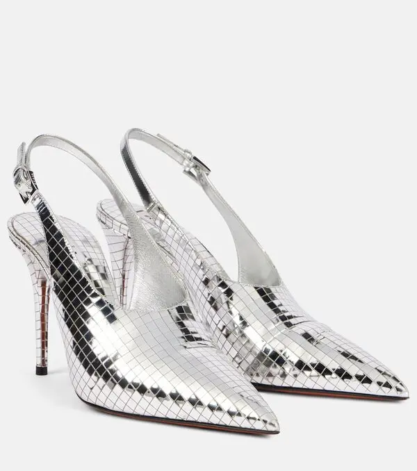 Alaïa Mirrored Leather Slingback Pumps