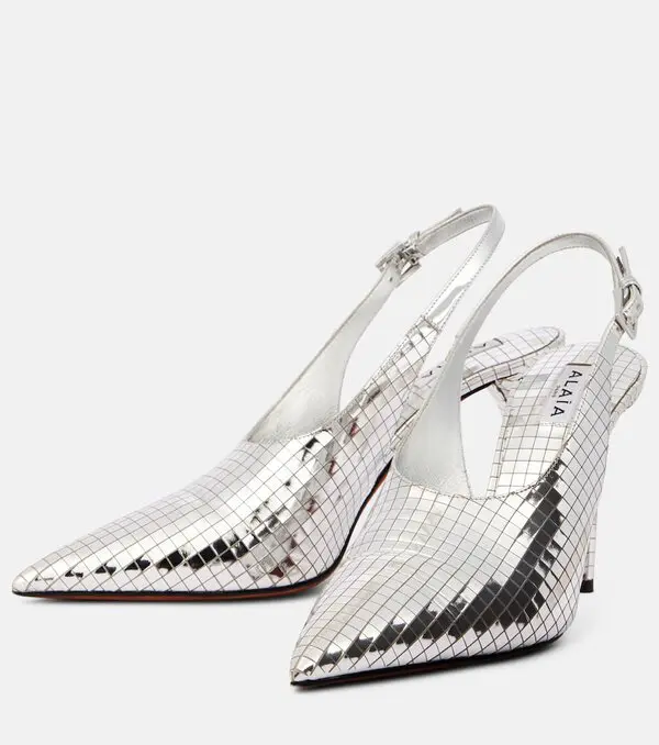 Alaïa Mirrored Leather Slingback Pumps