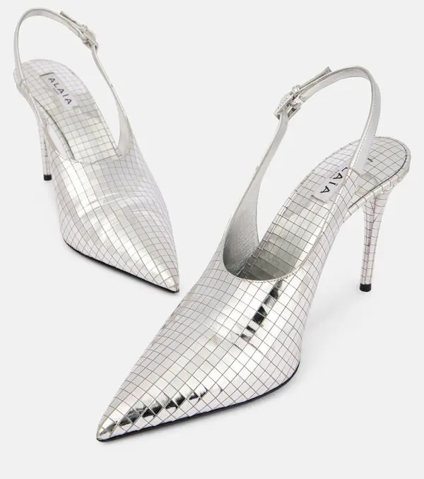 Alaïa Mirrored Leather Slingback Pumps