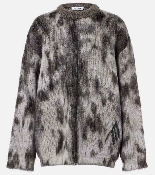 Attico Leopard-print Jacquard Sweater - Grey