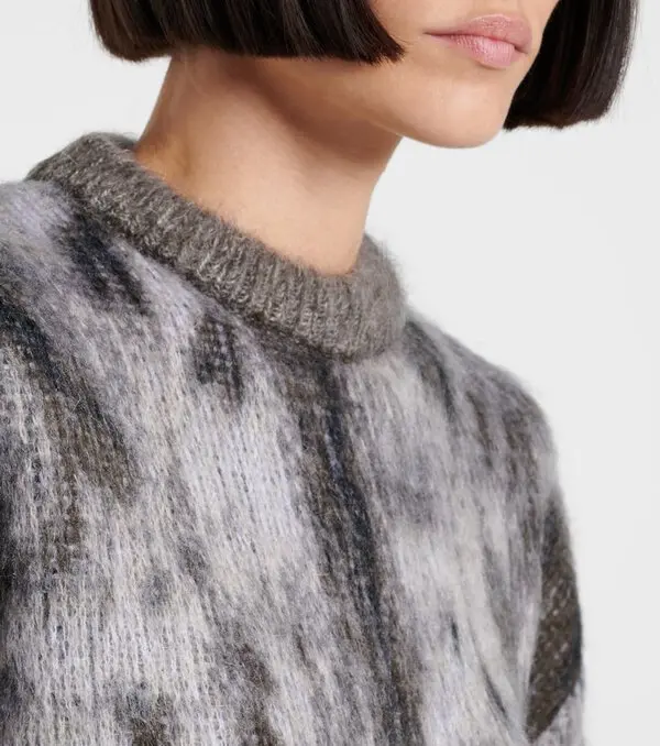 Attico Leopard-print Jacquard Sweater - Grey