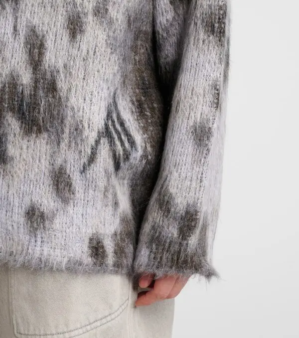 Attico Leopard-print Jacquard Sweater - Grey