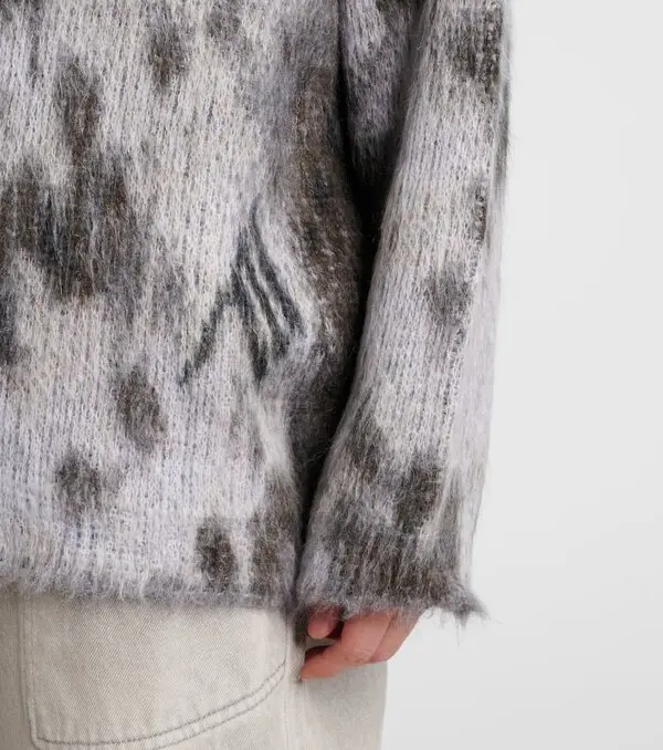 Attico Leopard-print Jacquard Sweater - Grey