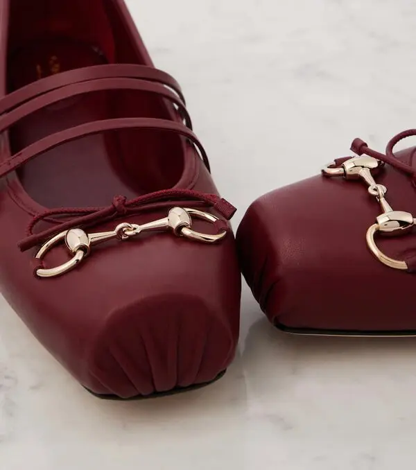 Gucci Horsebit Leather Ballet Flats Burgundy Editorialist